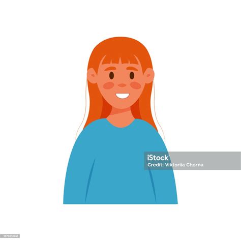 플랫 만화 스타일의 미소 젊은 여자 아바타 벡터 귀여운 여성 캐릭터 소셜 미디어 웹 채팅을위한 흰색 배경에 고립 된 소녀 초상화 Brand Name Online