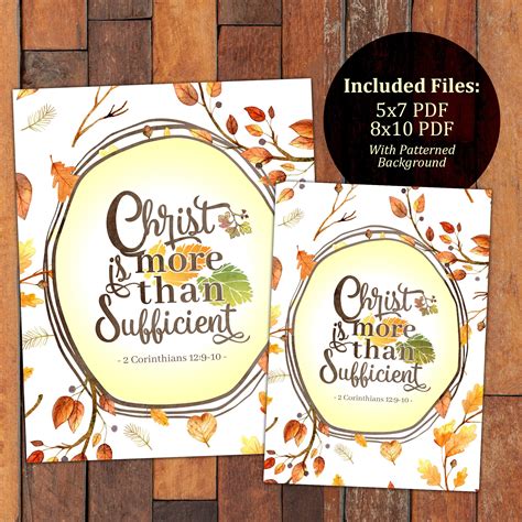 Christ Is Sufficient Printable Scripture Artwork Contentment Quote