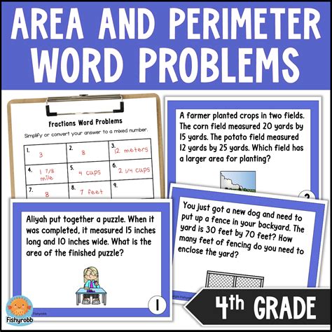 4th Grade Area And Perimeter Word Problems Math Task Cards 4 Md A 3