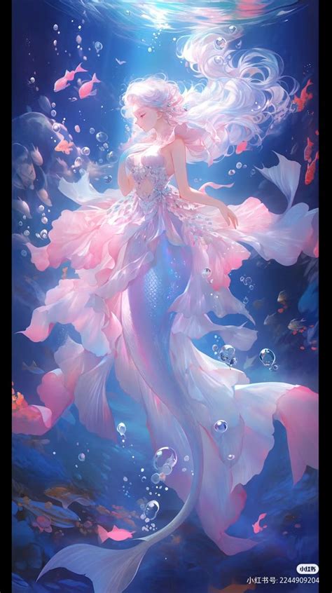 White Mermaid Tail Art Angelic Mermaid White Haired Mermaid A Mermaid