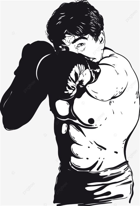 강한 근육질의 남자 권투와 그의 왼손으로 치는 근육질 장갑 남성 Png 일러스트 및 벡터 에 대한 무료 다운로드 Pngtree