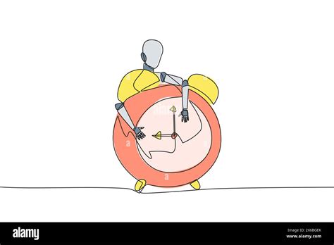 Continuous One Line Drawing Robotic Hugging Alarm Clock Configuring