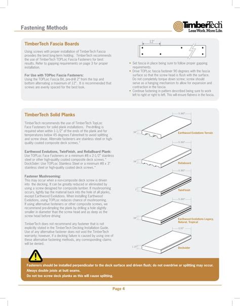 Timbertech Decking Install Guide Pdf Woodworking Arts And Crafts