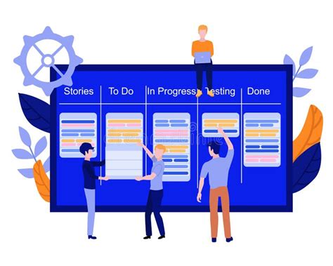 Vector Scrum Agile Process Workflow With Stages Stock Vector