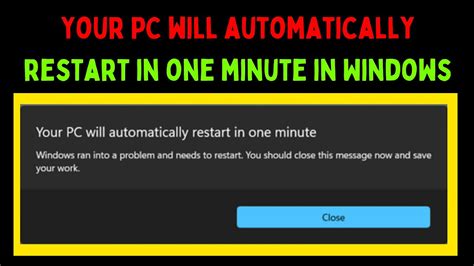 how to fix your pc will automatically restart in one minute in windows 11 youtube