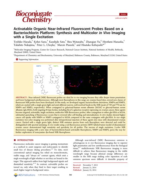 Pdf Activatable Organic Near Infrared Fluorescent Probes Based On A Bacteriochlorin Platform