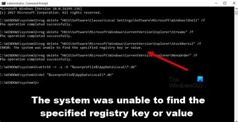 The System Was Unable To Find The Specified Registry Key Or Value
