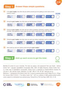 Asthma Control Test Asthma Australia