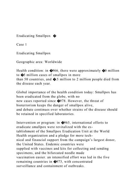 Eradicating Smallpox Case 1eradicating Smallpoxg Docx