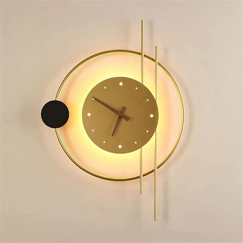 Geometric Wall Clock Art With Led Light And Remote Aroha Decor