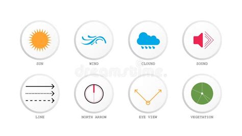 Architecture Site Analysis Symbol Icon Element Drawing Graphic Flat Isolated Vector Stock