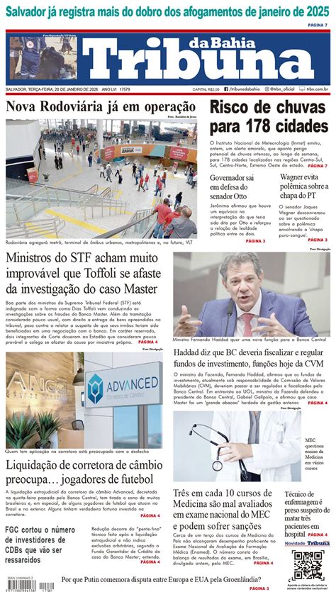 As Manchetes Dos Jornais Pelo Brasil Nesta Terça Feira 20 De Janeiro 2026