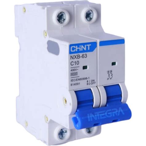 Interruptor Termomagnetico 10a 2 Polos C Automatico Chint Nxb 63