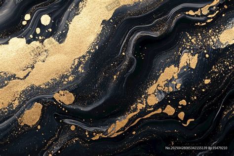 Ai创作图黑金 流体 纹理 艺术 背景 图案 抽象 线条 波浪 斑点 奢华 高雅 创意 设计 质感 昵图网