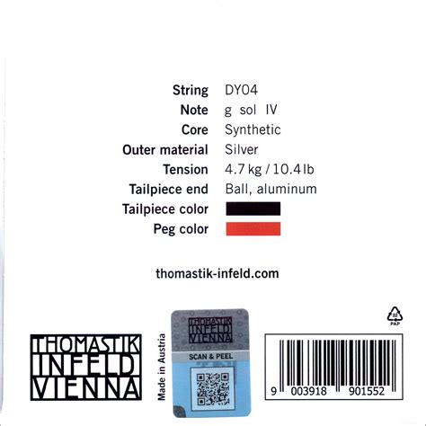 Dynamo 4 4 Violin G String Silver Synthetic Johnson String Instrument