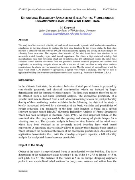 Structural Reliability Analysis Of Steel Portal Frames Pdf Reliability Engineering Youngs