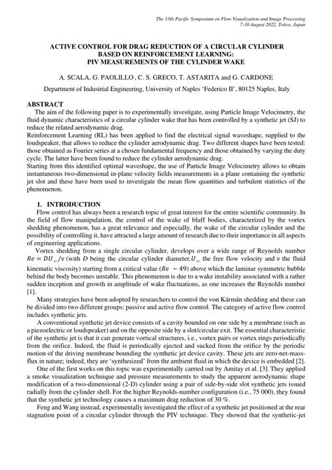 Pdf Active Control For Drag Reduction Of A Circular Cylinder Based On Reinforcement Learning
