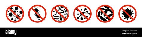 Antibacterial Antiviral Icon Germ Virus Bacteria Vector Stop Symbol