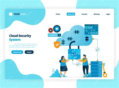 Premium Vector Landing Page Illustration Template Of Cloud Computing Security System