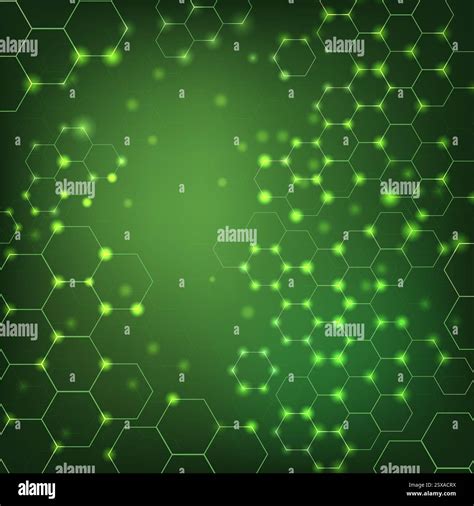 Hexagons Pattern Green Background Healthcare Science And Medicine