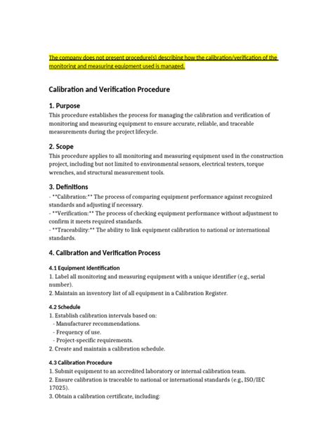 Calibrationandverificationprocedure Pdf Calibration Verification And Validation