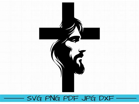 Jesus Cross Graph Svg Cartoon Vector Art Silhouette Etsy