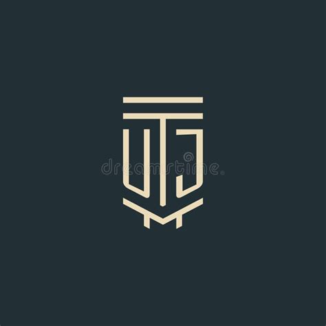Uj Initial Monogram With Simple Line Art Pillar Logo Designs Stock Illustration Illustration