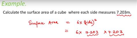 Example Calculate The Surface Area Of A Cube Where Each Side Measures