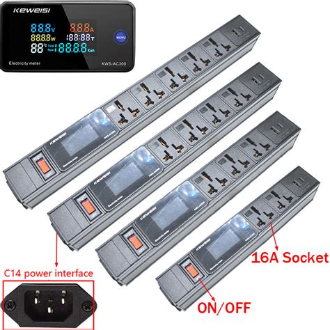 C14 Input Power Distribution Unit PDU Power Strip 16A Universal Socket Type C USB Port 2 13