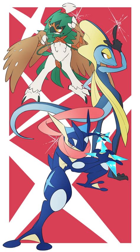 Greninja Inteleon And Decidueye Pokemon Drawn By Pkpokopoko Danbooru