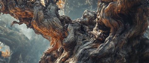 Ancient Trees With Twisted Bark Reflect Timeless Wisdom In A Tranquil