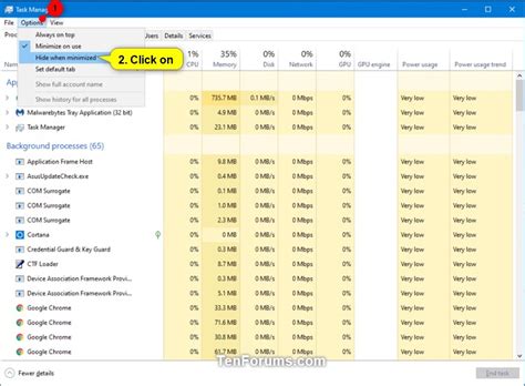 Turn On Or Off Hide Task Manager When Minimized In Windows 10 Tutorials