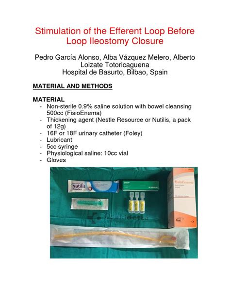 Stimulation Of The Efferent Loop Before Loop Ileostomy Closure Pdf