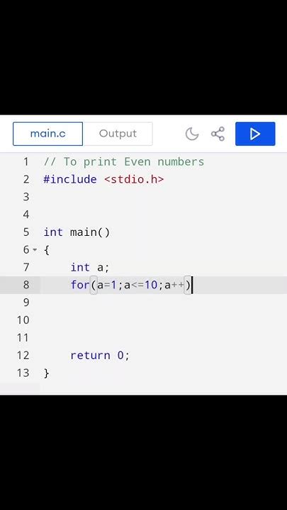Easy Way To Print Even Numbers Using For Loop Coding Programming