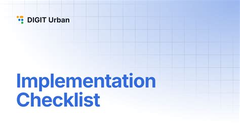Implementation Checklist Digit Urban