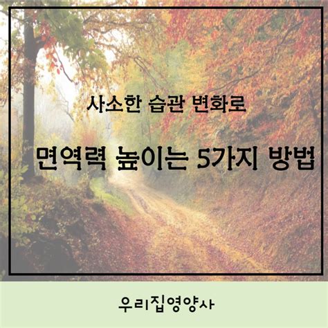 사소한 습관 변화로 면역력 높이는 방법 5가지 네이버 블로그