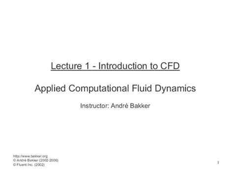 Pdf Lecture 1 Introduction To Cfd Applied Computational Fluid