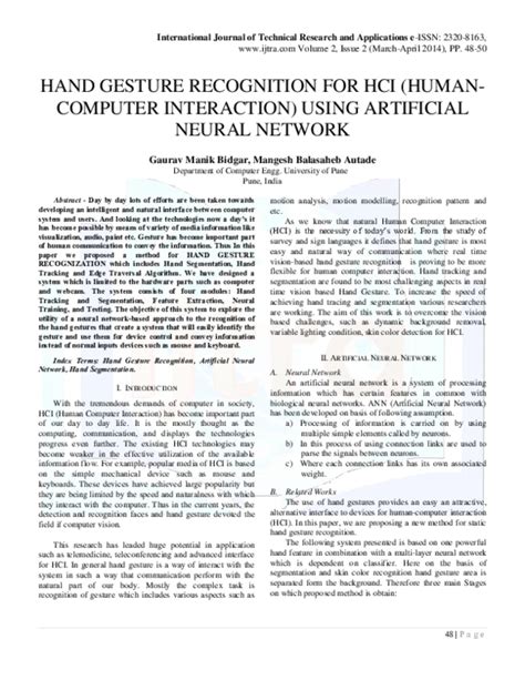 Pdf Hand Gesture Recognition For Hci Human Computer Interaction Using