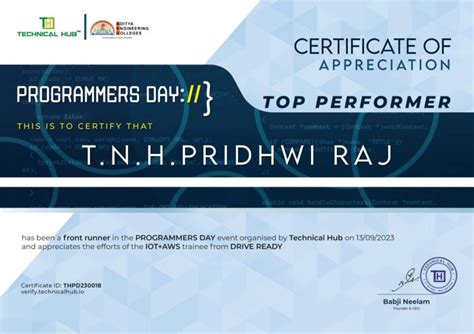 Tammana Prudhwi Raj On Linkedin Iot Aws Topperformer Programmersday Techinicalhub 12