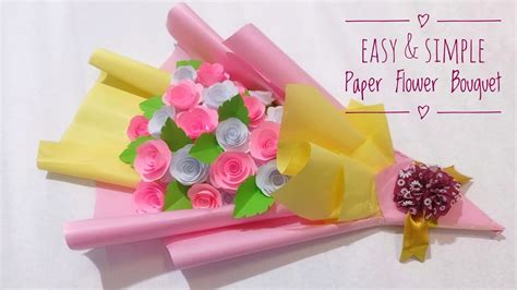 පාට කොල වලින් ලස්සන මල් කලඹක් හදමුද Paper Flower Bouquet Paper Craft Idea Youtube