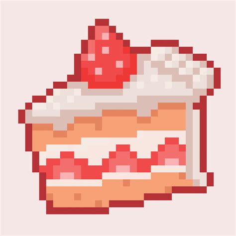 Strawberry Cake Slice Pixel Art Vector 34531594 Vector Art At Vecteezy