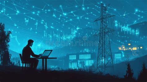 Visualizing Smart Grid Infrastructure With Real Time Data Flow Stock