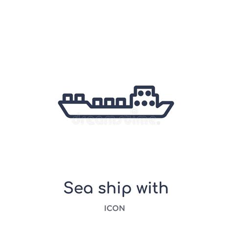 Linear Sea Ship With Containers Icon From Delivery And Logistic Outline Collection Thin Line