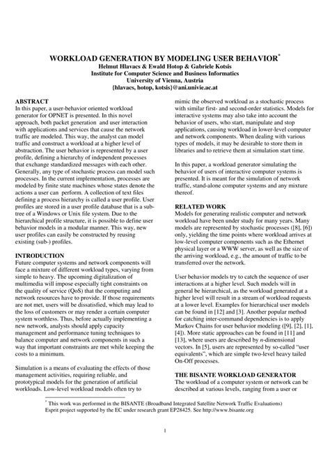 Pdf Workload Generation By Modeling User Behavior