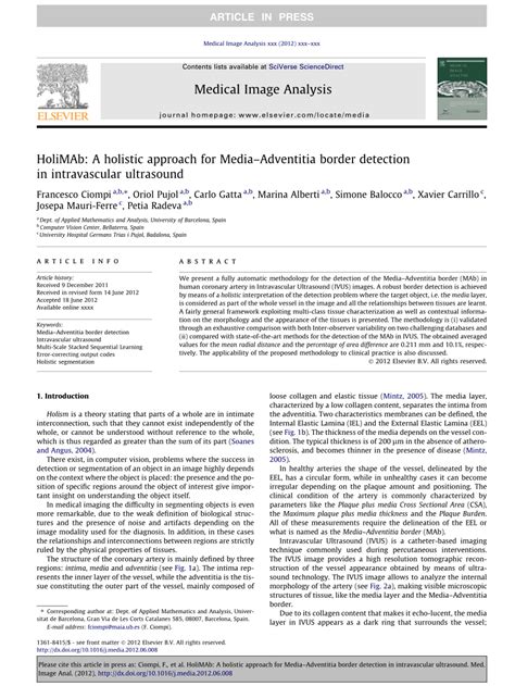 Pdf Holimab A Holistic Approach For Media Adventitia Border Detection In Intravascular Ultrasound