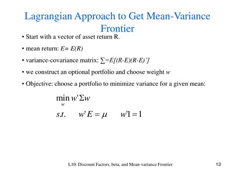 Ppt Lecture 10 Discount Factor Beta Mean Variance Frontier Powerpoint Presentation Id 2771844
