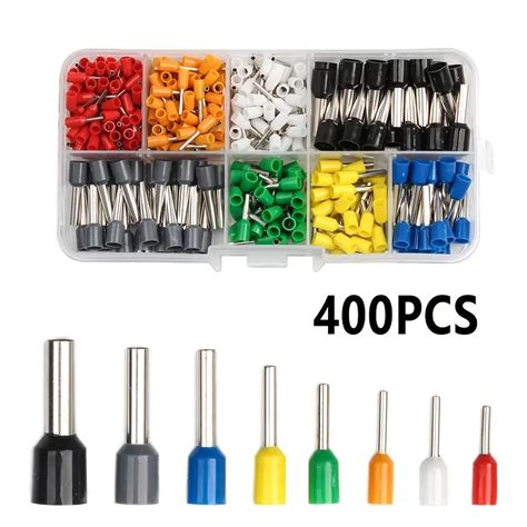 400pcs 박스형 압착 단자 전기 튜브 단자 정장 Ve 관형 블록 코드 끝 커넥터 케이블 와이어 커넥터 최신 트렌드 쇼핑