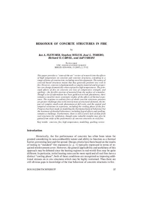 Pdf Behaviour Of Concrete Structures In Fire
