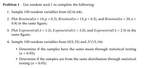 Solved Problem 1 Use Random Seed 1 To Complete The Chegg Com