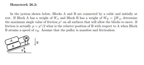 Solved Homework 262 In The System Shown Below Blocks A